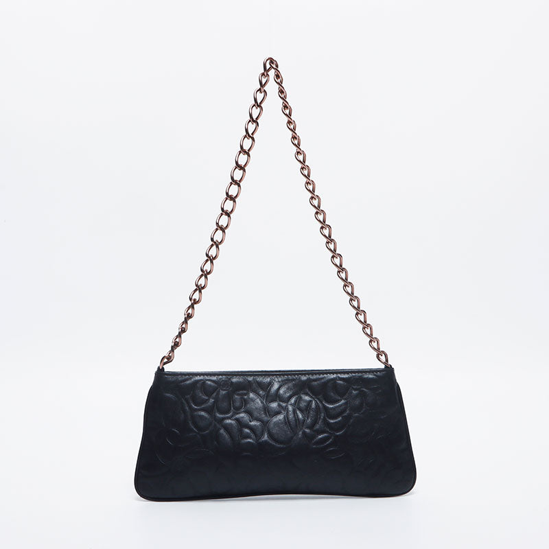 Chanel CHANEL No. 8 Camellia Chain Mini Pouch Leather Shoulder Bag Bla ...