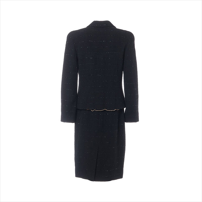 CHANEL 95A Wool x Nylon Suit PO5438 Fake Pearl Size:38 setup black WS1 ...