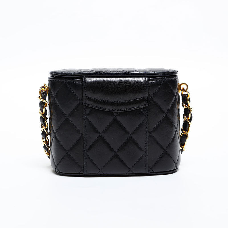 CHANEL No. 2 1991-1994 Lambskin Chain Vanity Shoulder Bag black WS2048 ...
