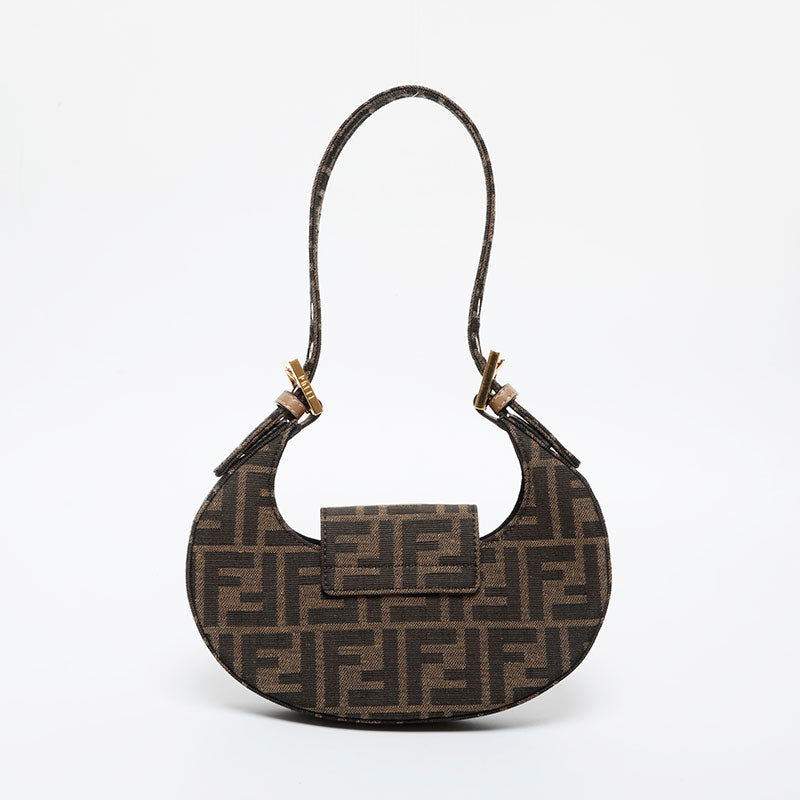 FENDI Zucca Cookie Mini Canvas Mini Hobo Shoulder Bag Brown WS21450 ...