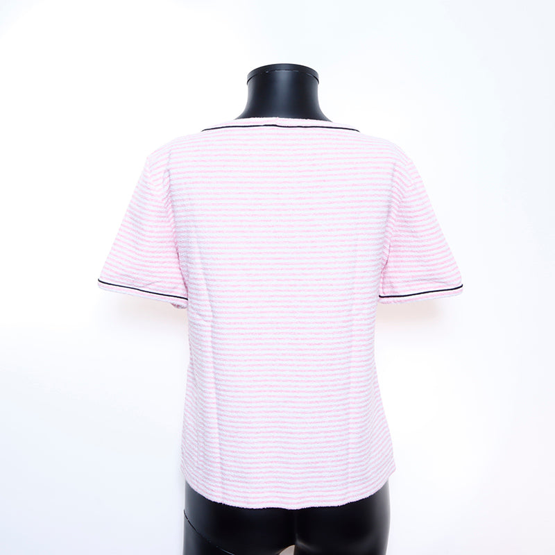 Chanel CHANEL border logo pile cut and sew VINTAGE used classic pink W ...